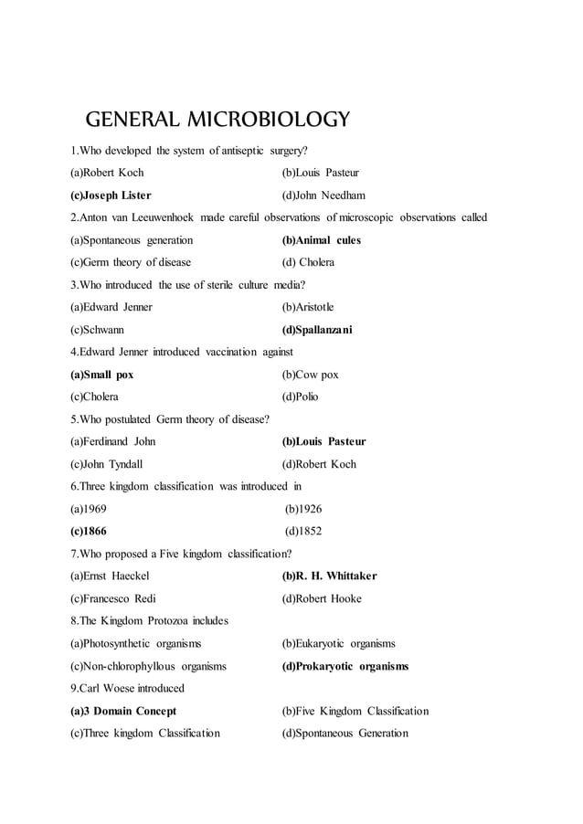 General microbiology MCQ | DOCX