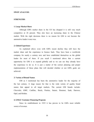 General motors Strategic Mangement | DOCX