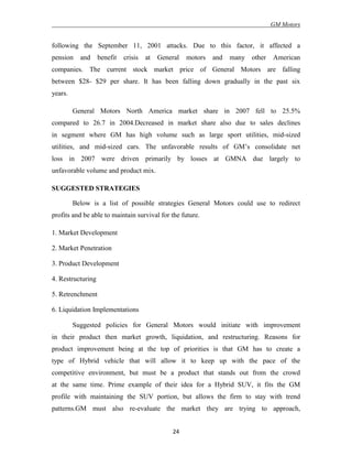 General motors Strategic Mangement | DOCX