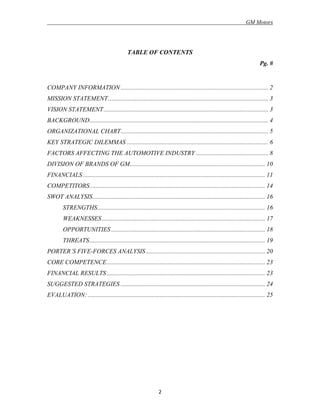 General motors Strategic Mangement | DOCX | Automotive Industry ...