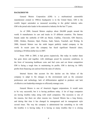 General motors Strategic Mangement | DOCX | Automotive Industry ...