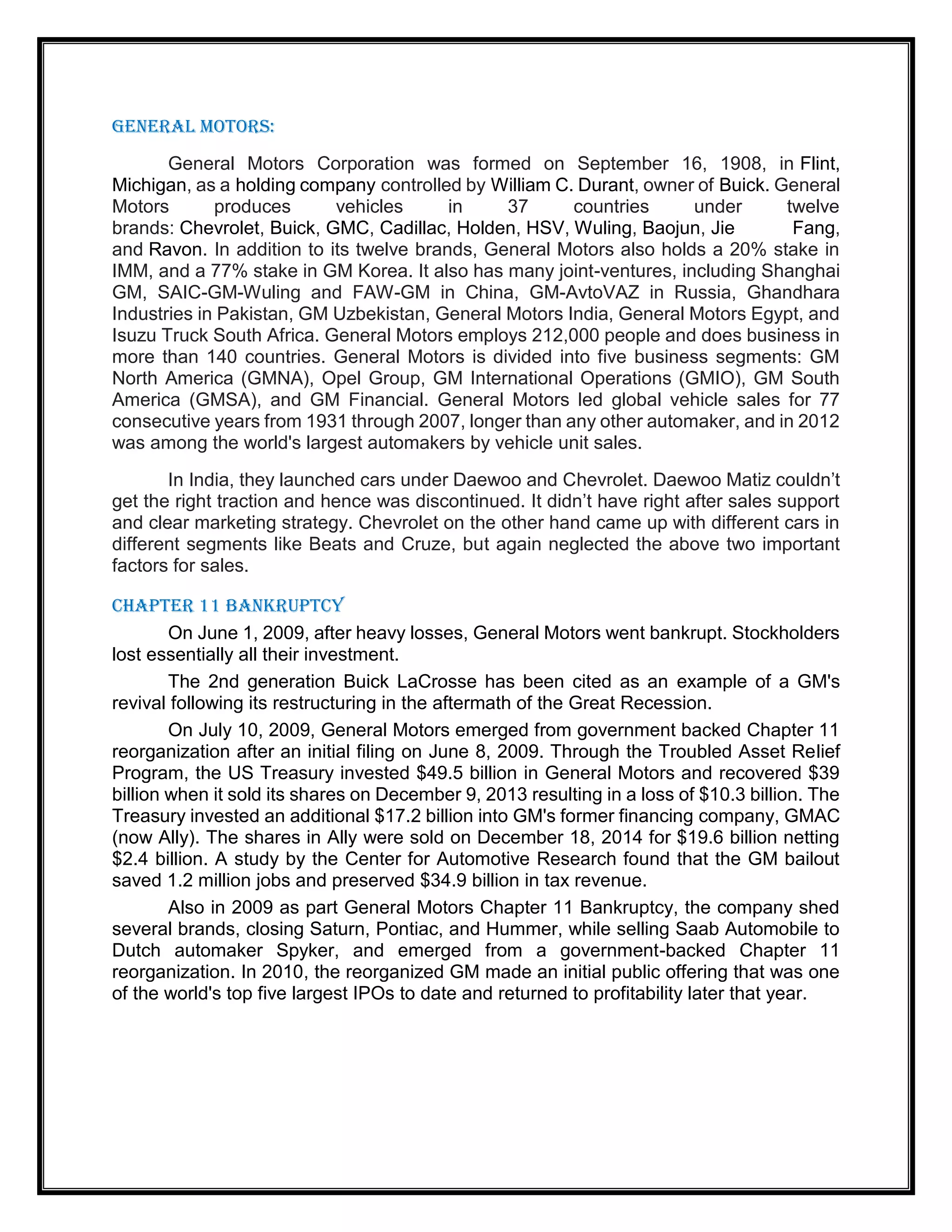 General Motors (Chevrolet India)- Marketing Decisions | PDF