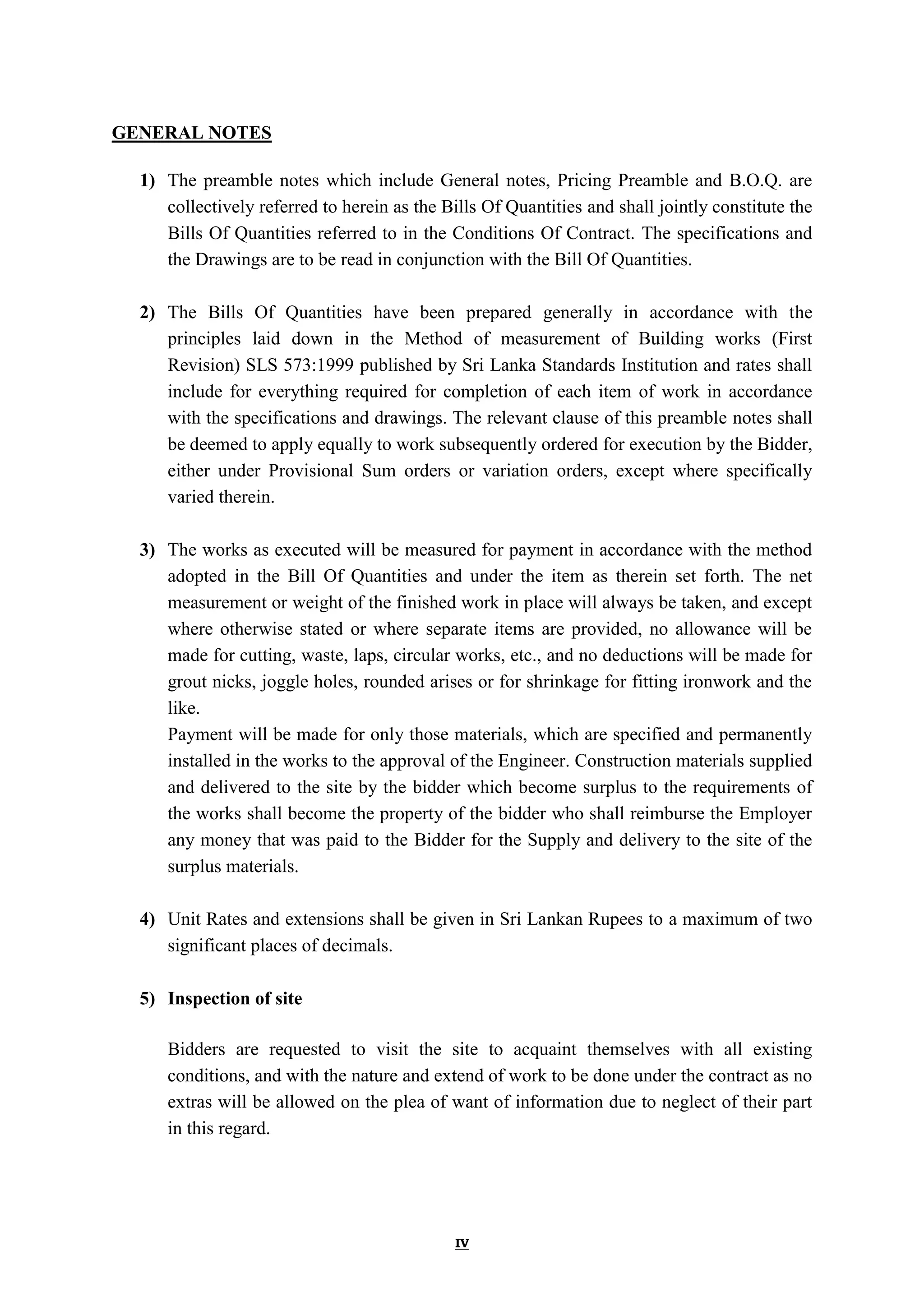 General notes to building schedule of rates | PDF