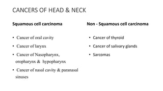 General overview of head and neck cancers | PPTX | Ear, Nose and Throat ...