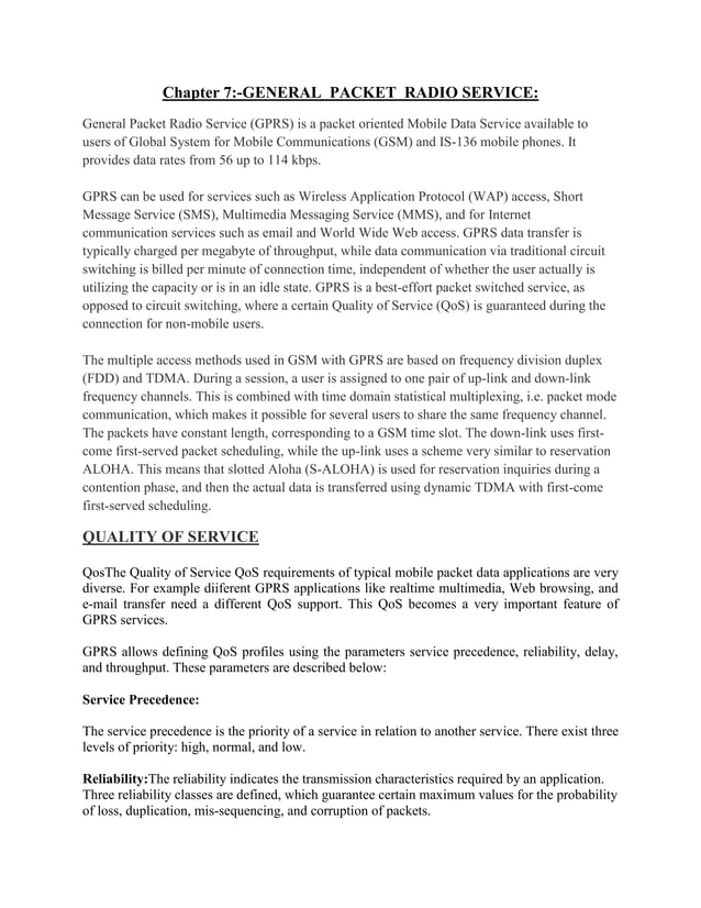 General Packet Radio Service (GPRS) | PDF