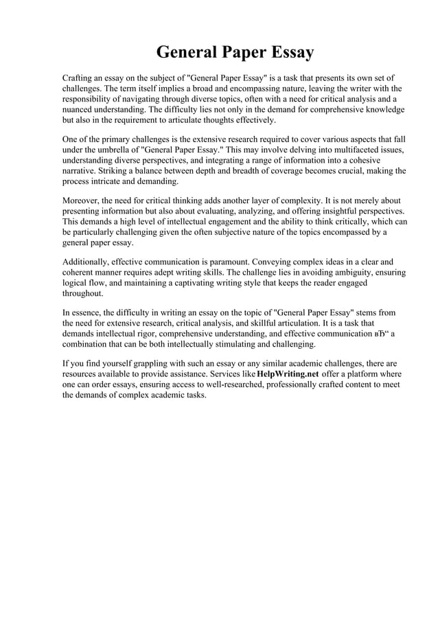 General Paper Essay | PDF
