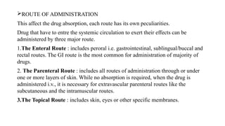 DRUG ABSOPRTION PHARMACOKINETICS PHARMACOLOGY | PPT
