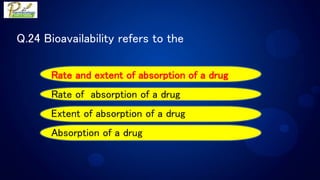 MCQs on General pharmacology and pharmacokinetics | PPTX