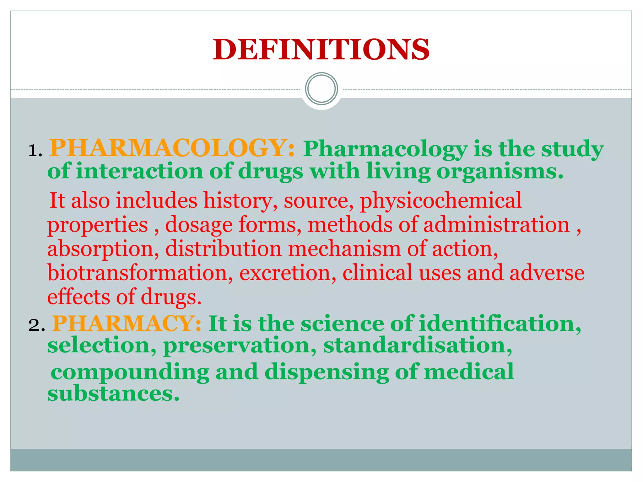 General pharmacology introduction part | PPT
