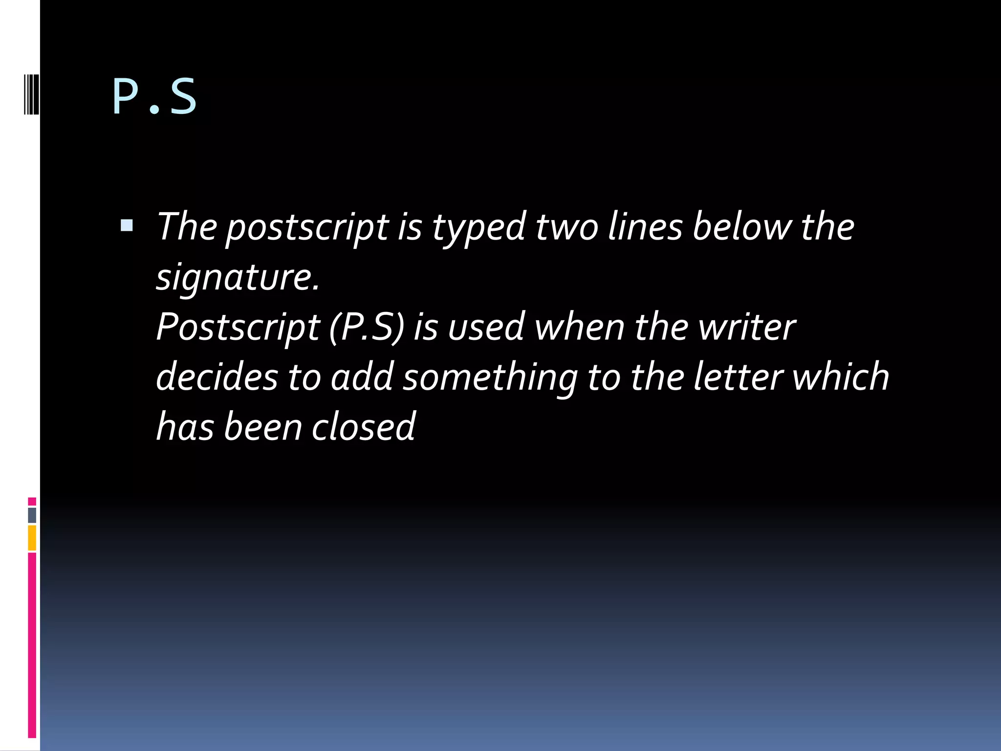 General points in letter writing | PPTX