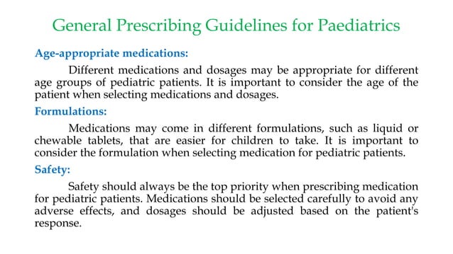 General Prescribing Guidelines.pptx | Pharmaceutical Industry | Industries