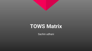Strategic Management- TOWS Matrix | PPTX