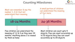Counting Milestones for 18-36 months Kids | PDF