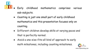 Counting Milestones for 18-36 months Kids | PDF