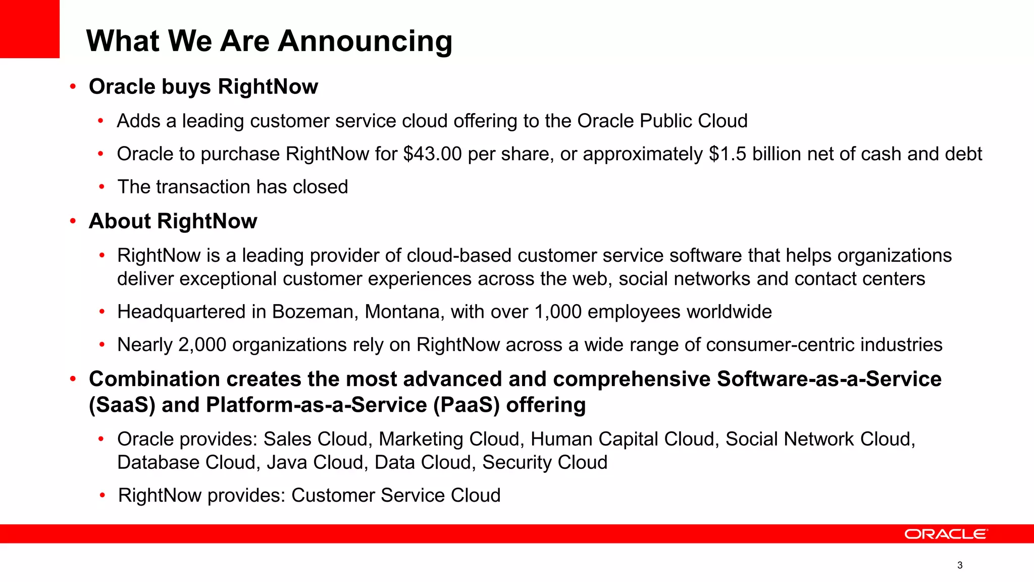 Oracle & RightNow - General Presentation | PPT
