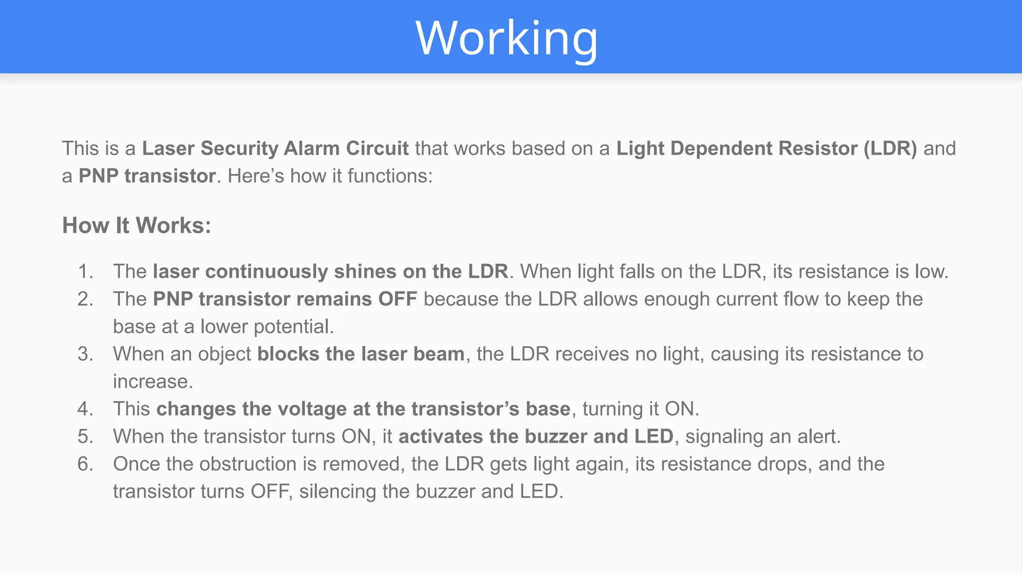 General presentation about laser light security system | PPTX