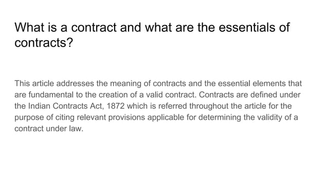 General principles of contracts (part one) | PPTX | Law