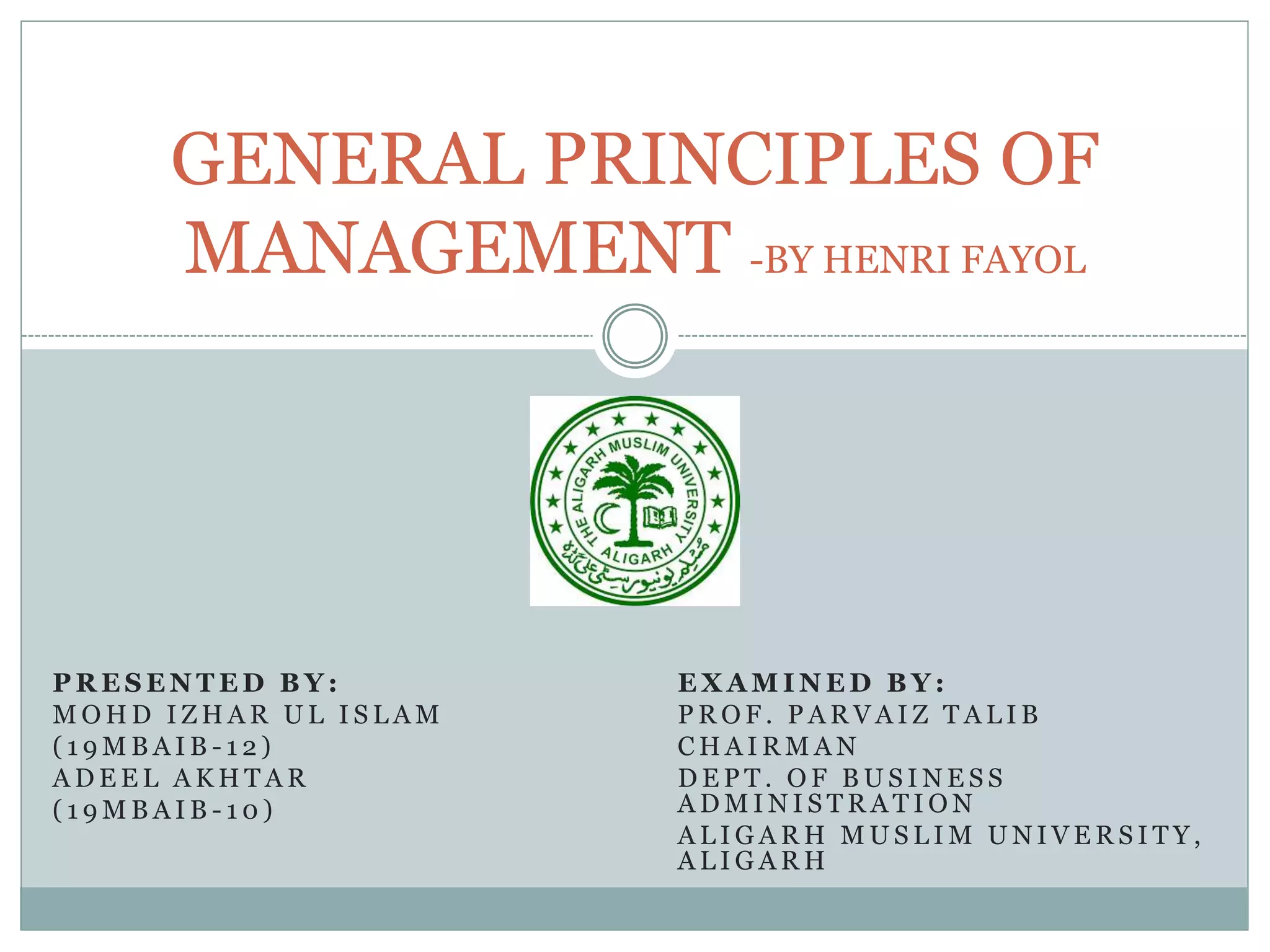 General principles of management | PPTX