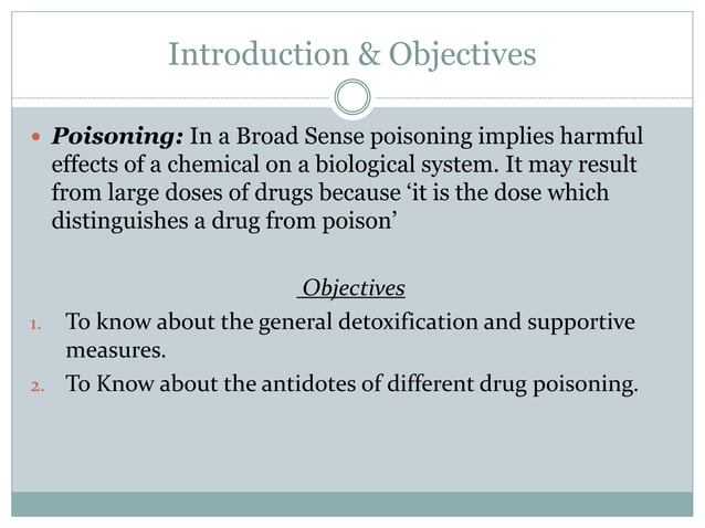 General Principles of Management of Poisoning | PPTX | Chemistry | Science
