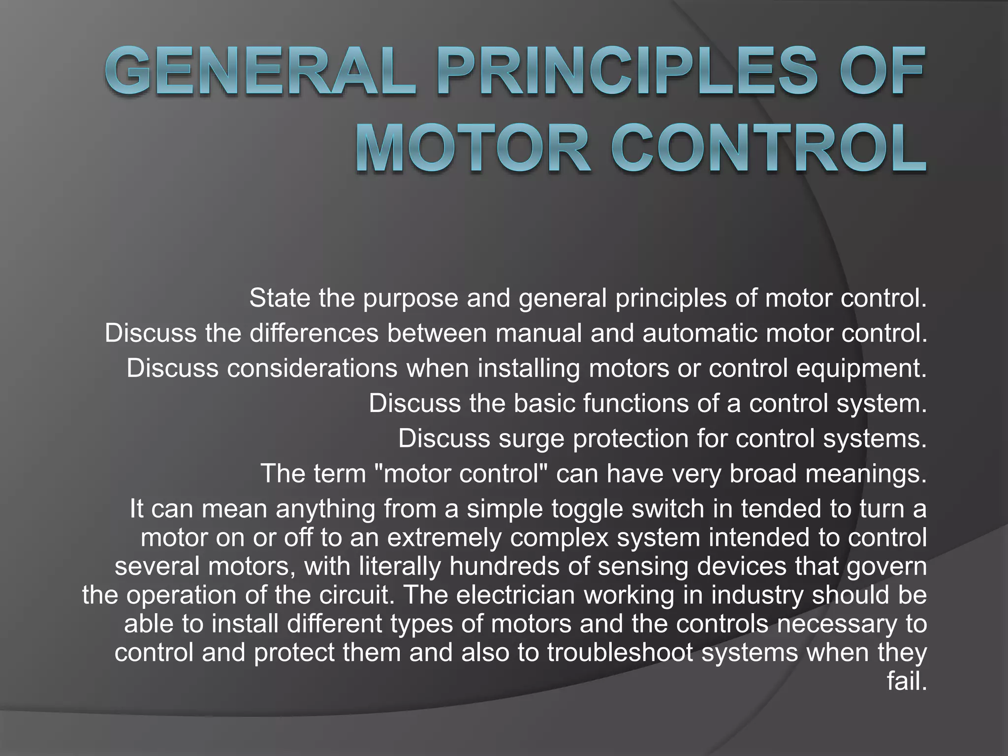 General principles of motor control | PPTX