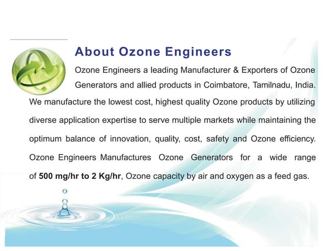 Ozone Engineers - Profile | PPTX | Manufacturing Industry | Industries