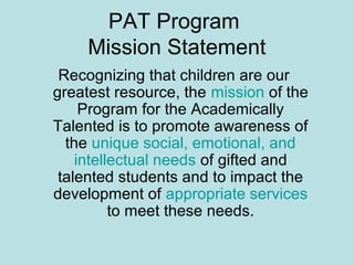 PAT Program General Overview | PPT | Education