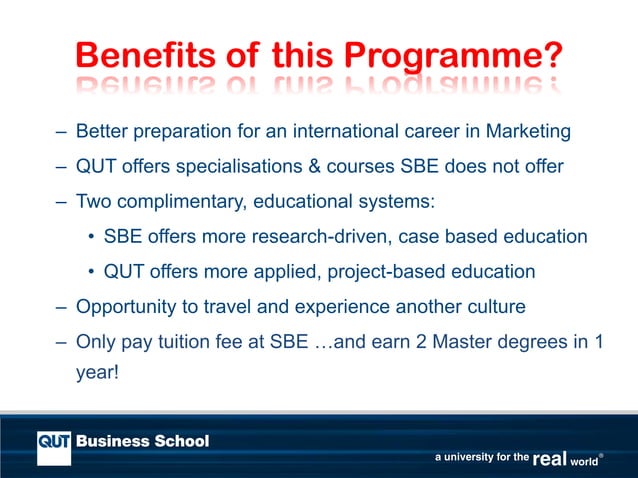 General Presentation - QUT Double Degree Programme | PPT
