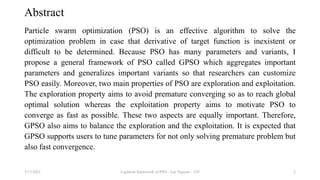 A general framework of particle swarm optimization | PPTX