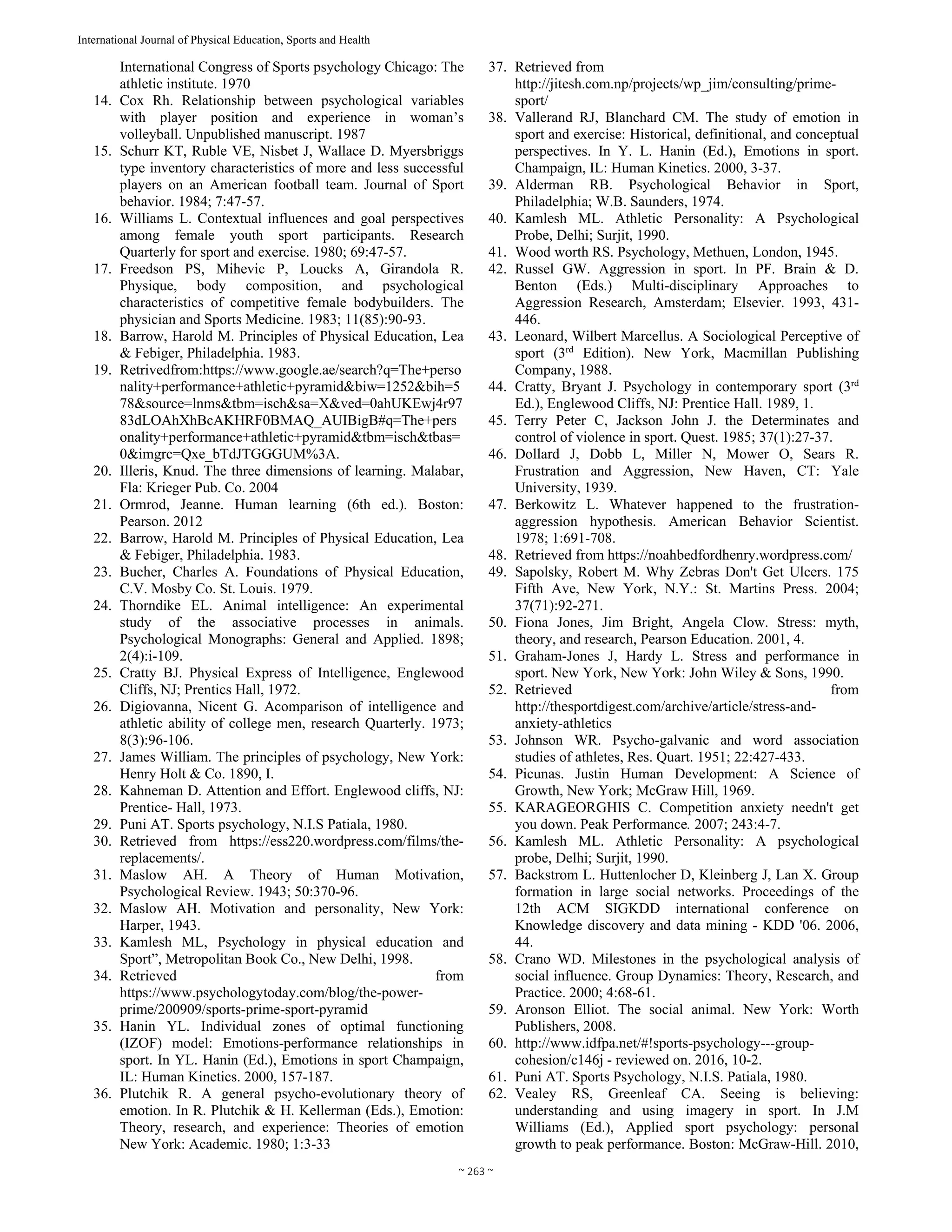 General psychological factors affecting physical education and sports ...