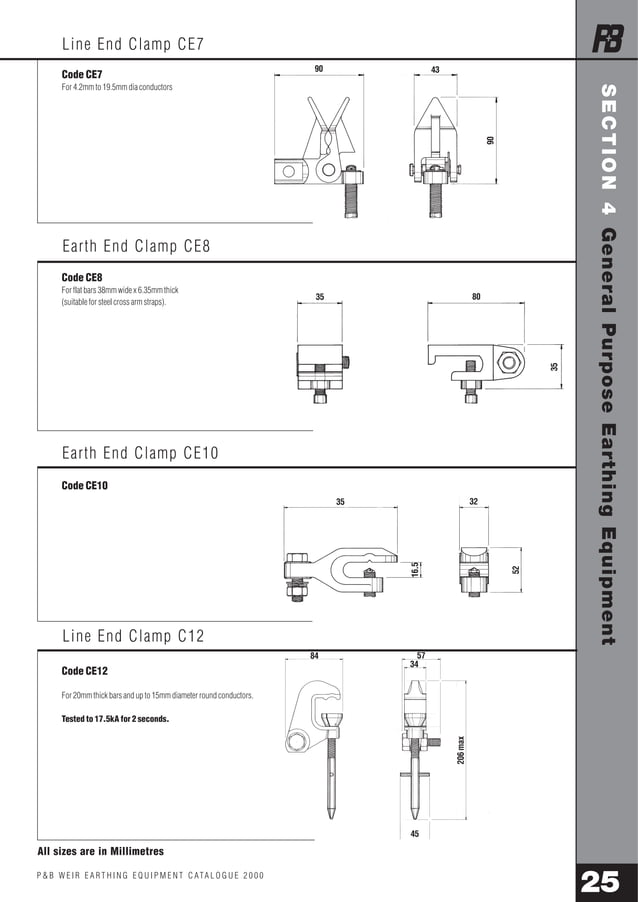General Purpose Earthing - Line Clamps, Earth End Clamps | PDF