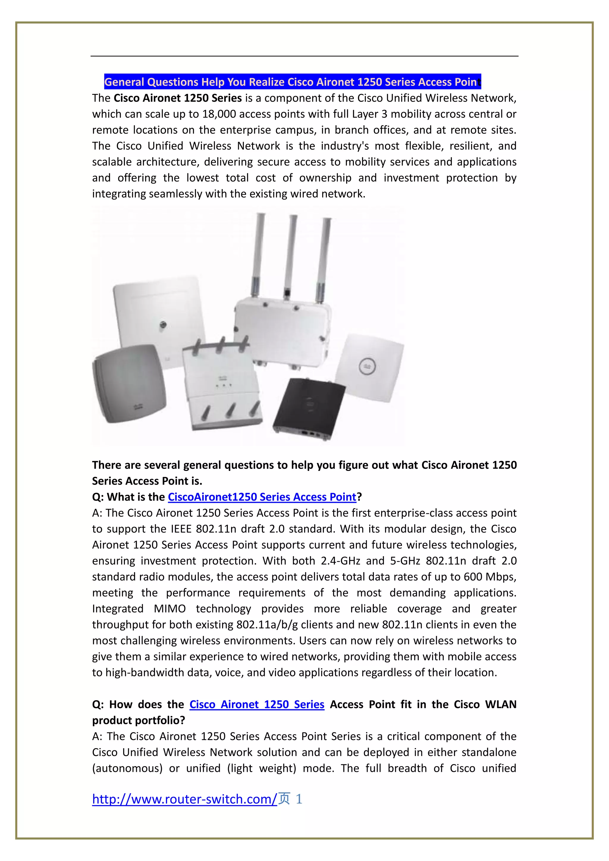 General questions help you realize cisco aironet 1250 series access point | DOCX | Computer ...