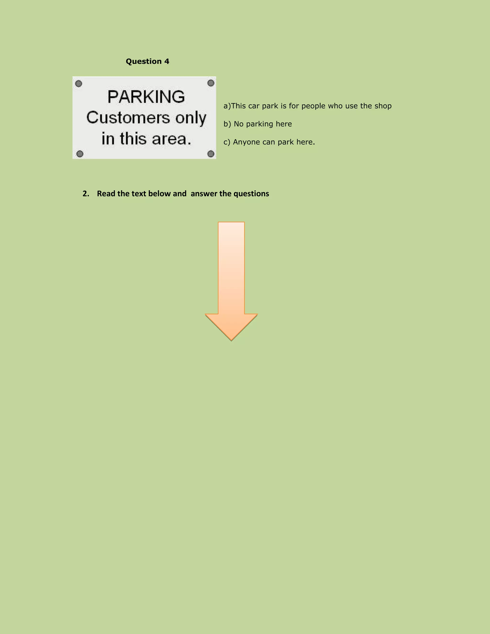 General reading comprehension test. | DOCX