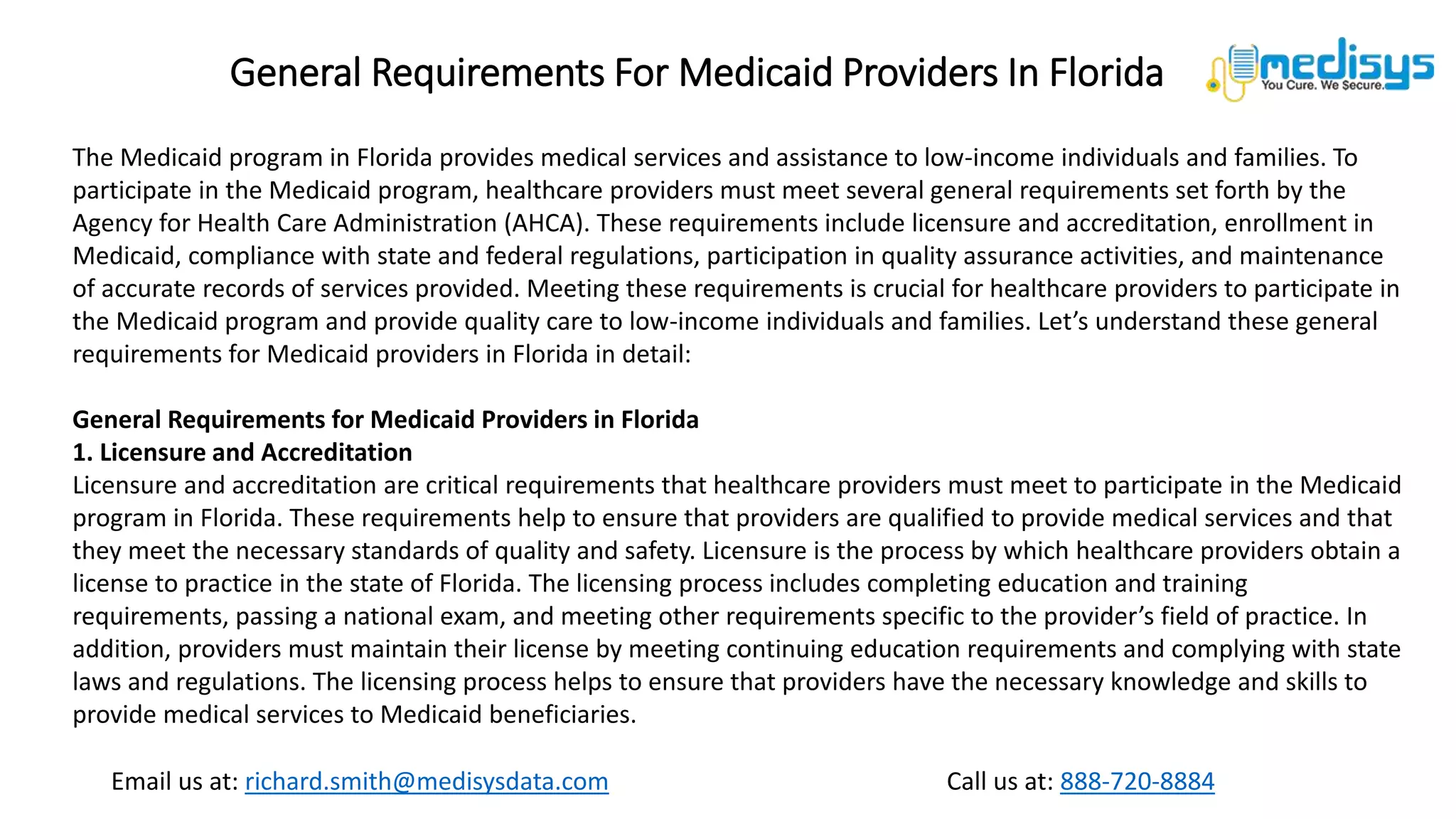 General Requirements For Medicaid Providers In Florida.pptx