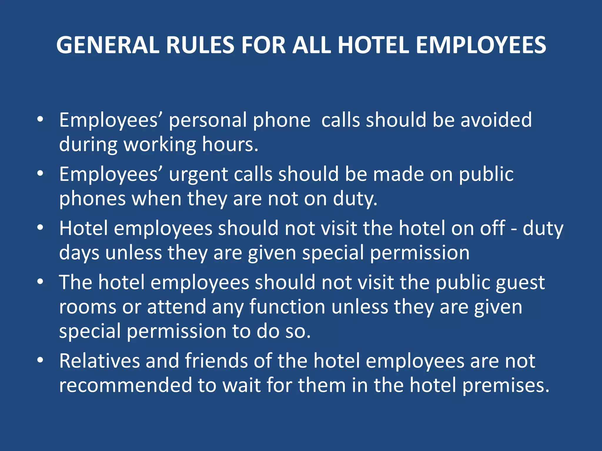 General rules for hotel employees | PPTX