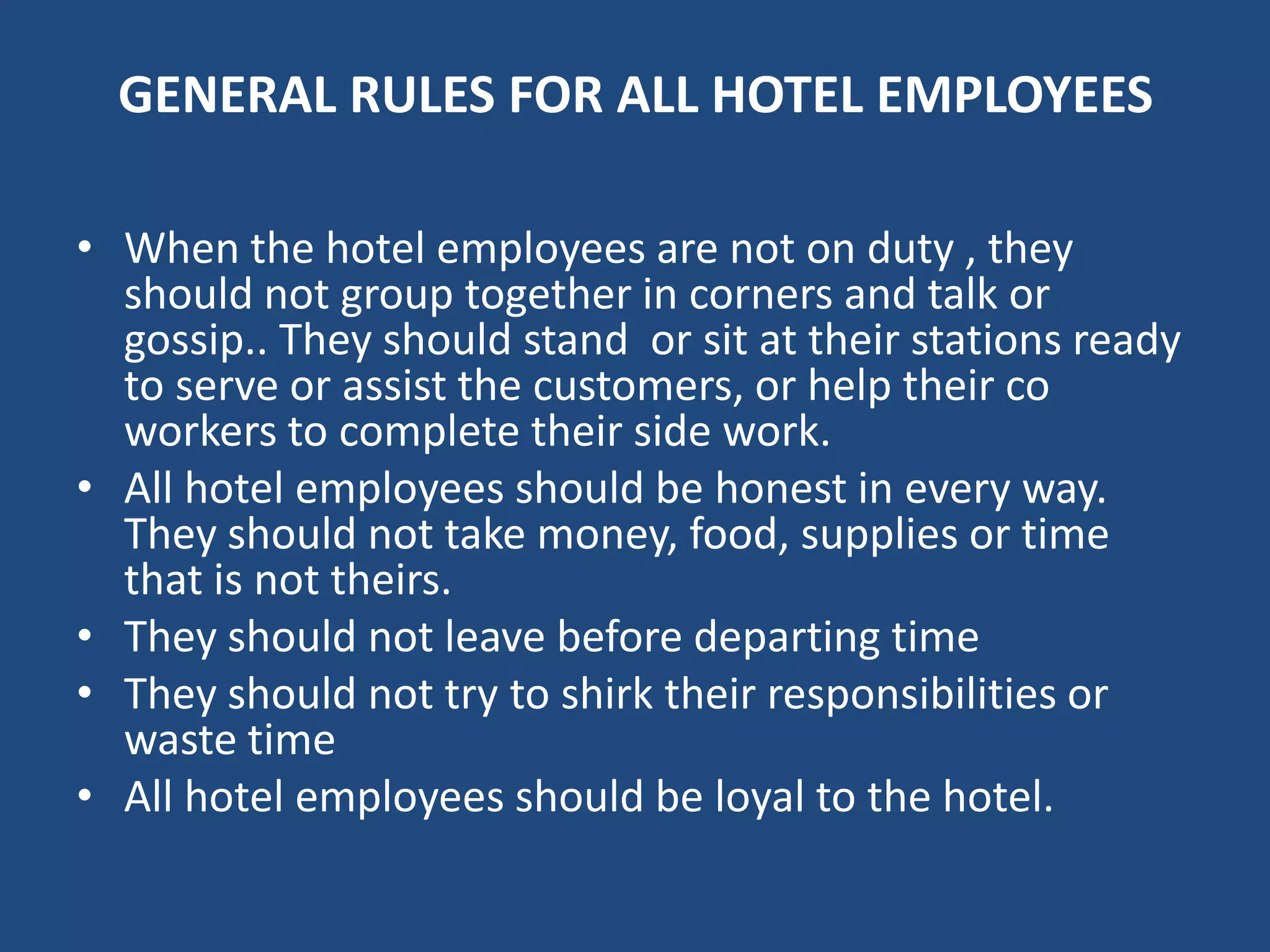 General rules for hotel employees | PPTX