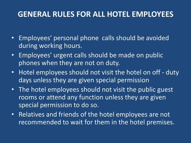 General rules for hotel employees | PPTX