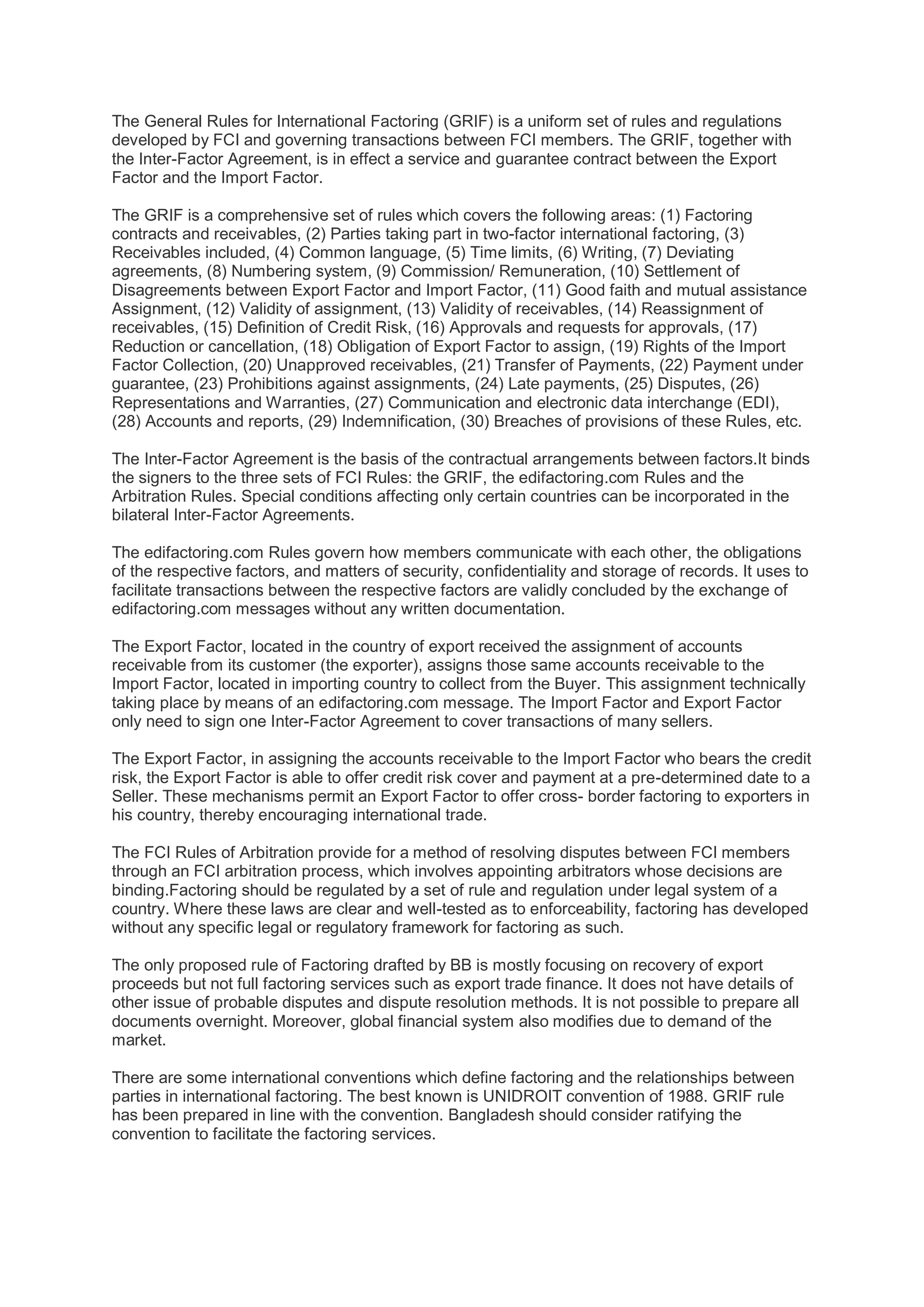 General rules for international factoring | PDF