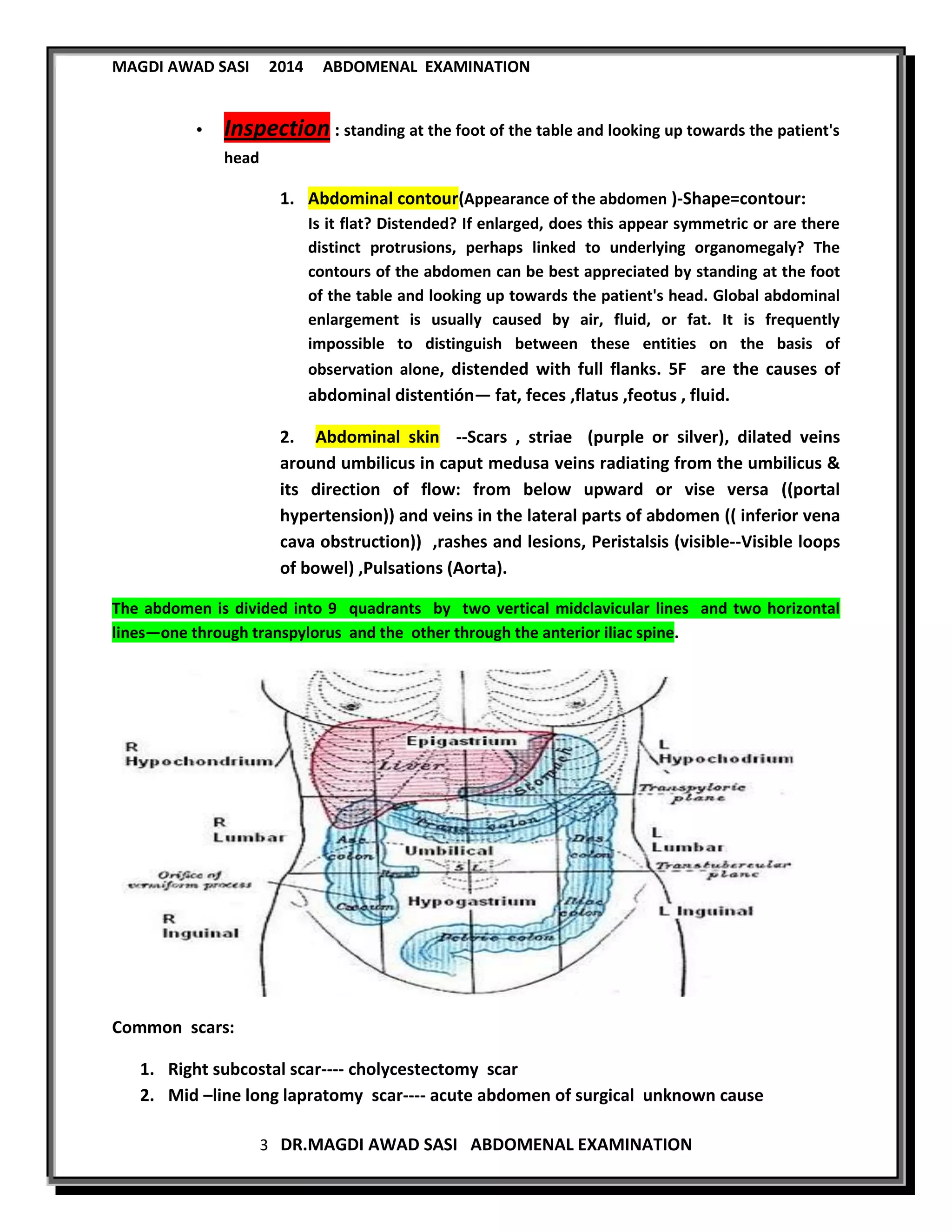General rules of abdomenal examination | DOCX