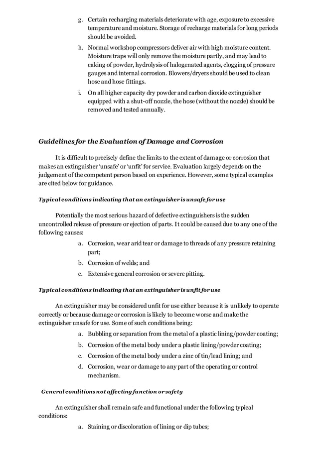 General safety precautions for maintenance of extinguisher | DOCX ...