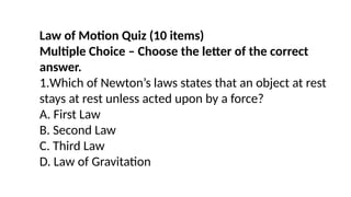 General Science Long Quiz.pptx for senior high | PPTX
