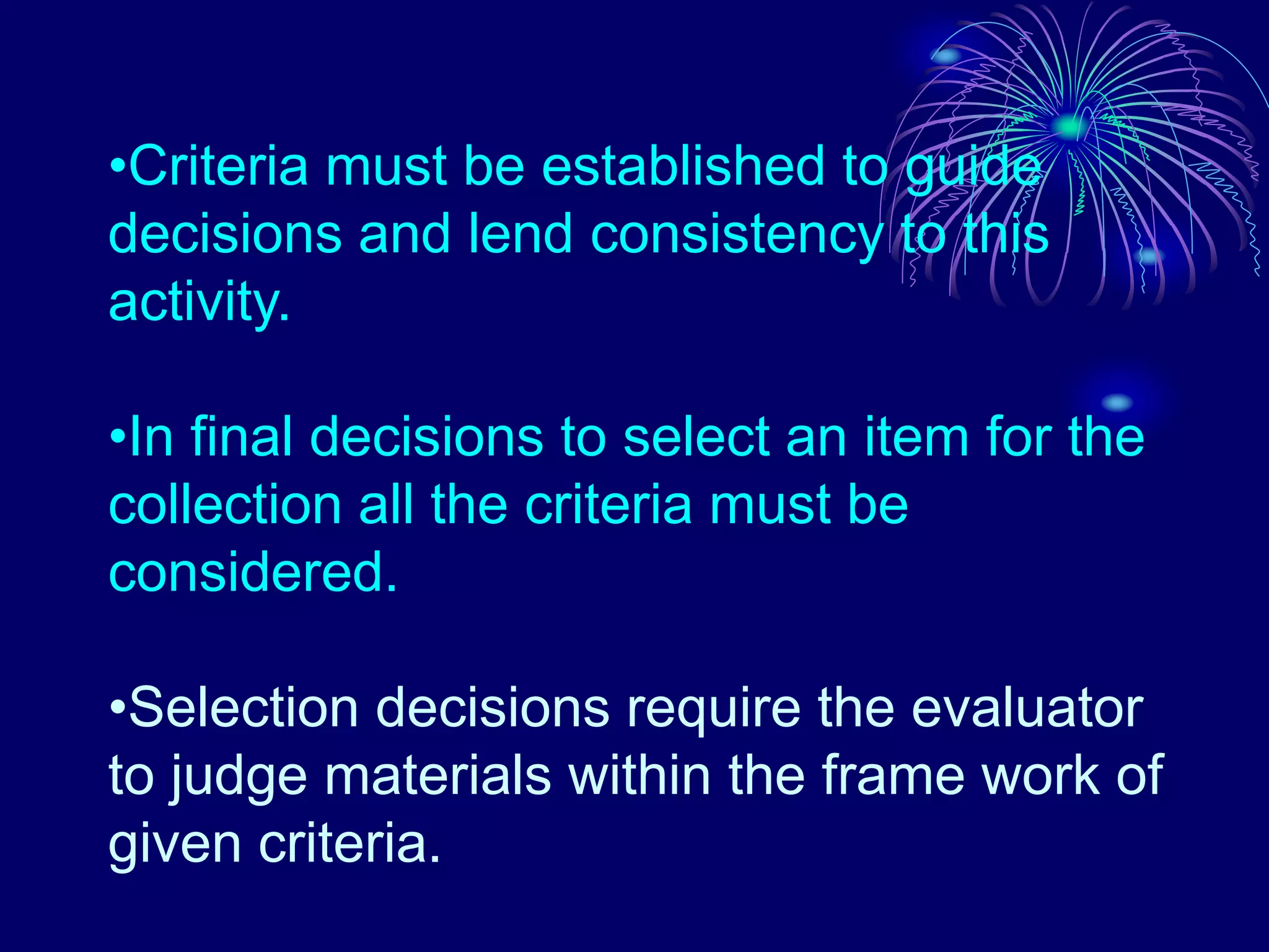 General Selection Criteria | PPT