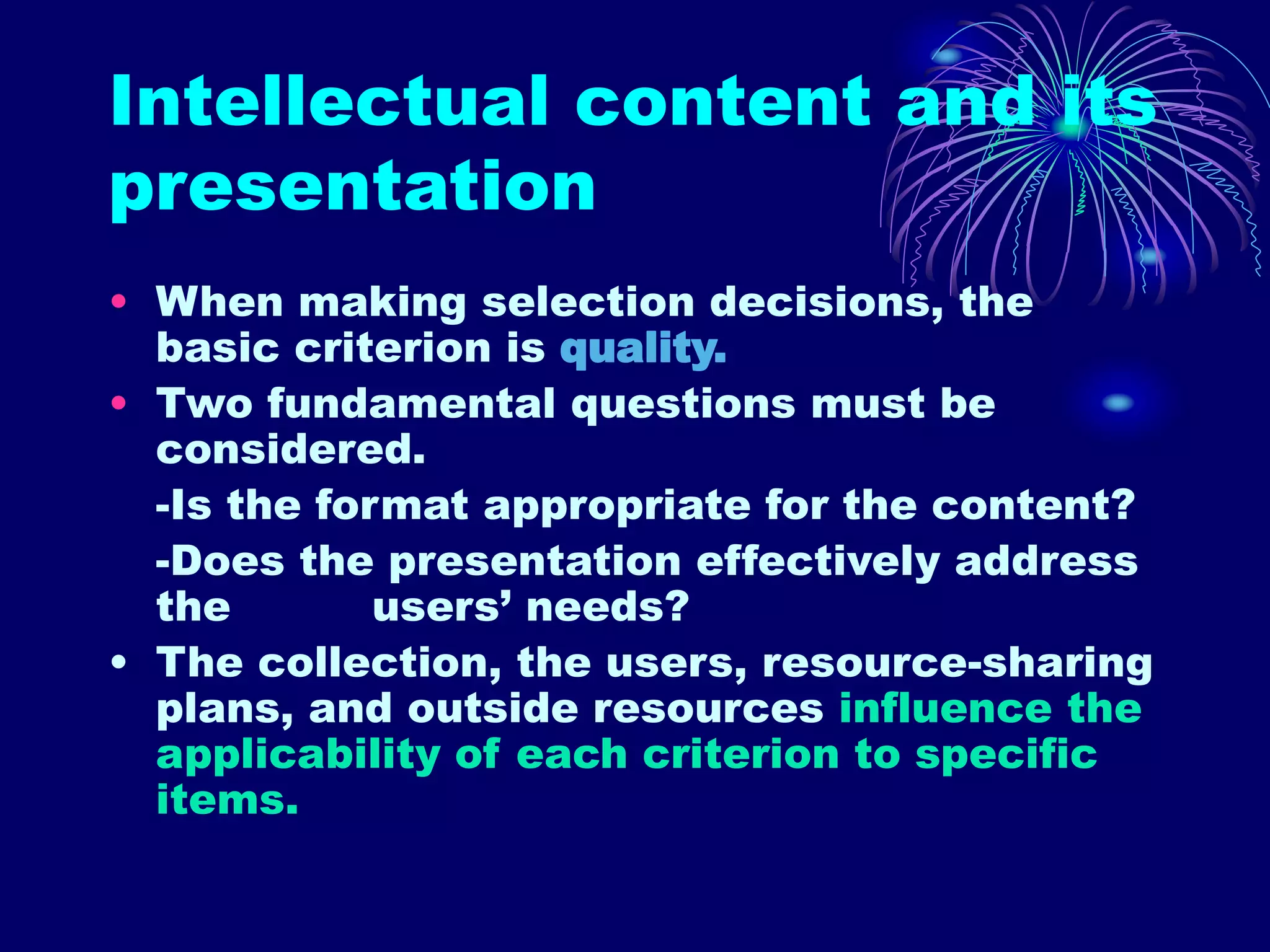 General Selection Criteria | PPT
