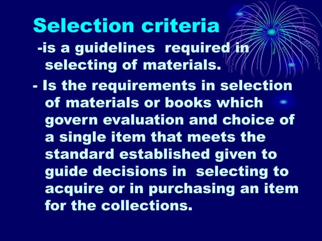 General Selection Criteria | PPT