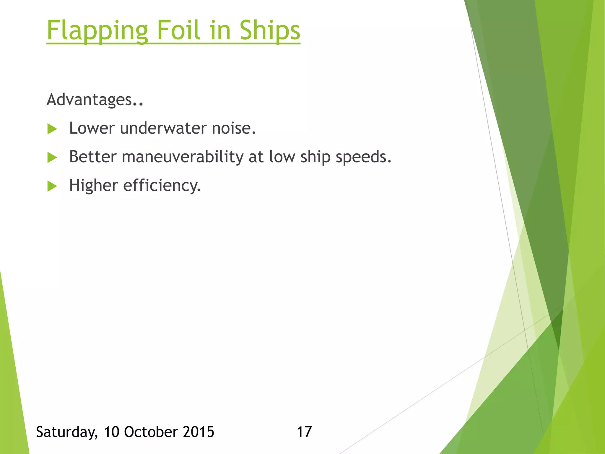 Flapping Foil Propulsion System in Ship and Underwater Vehicles | PPTX