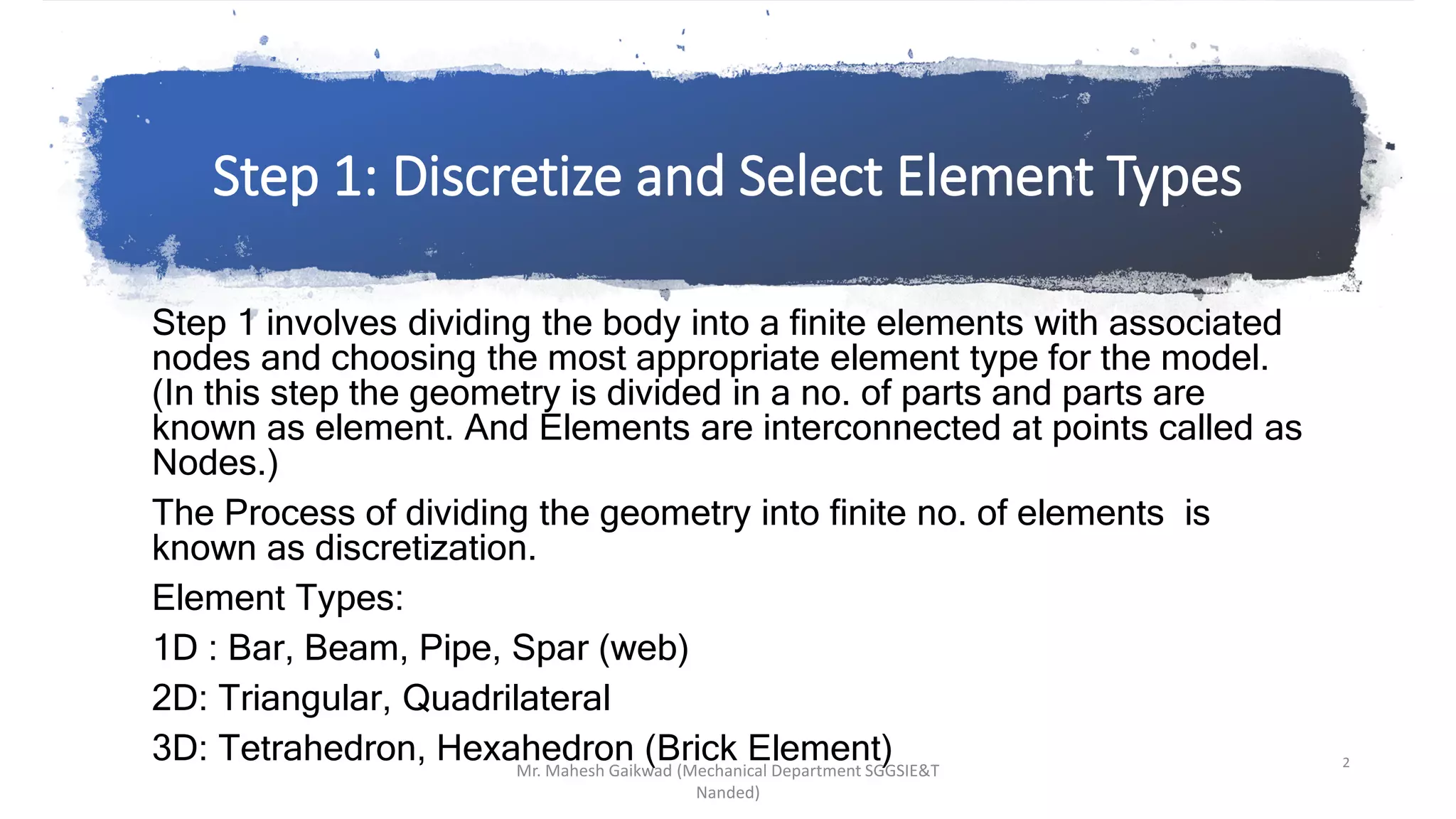 General steps of the finite element method | PPTX