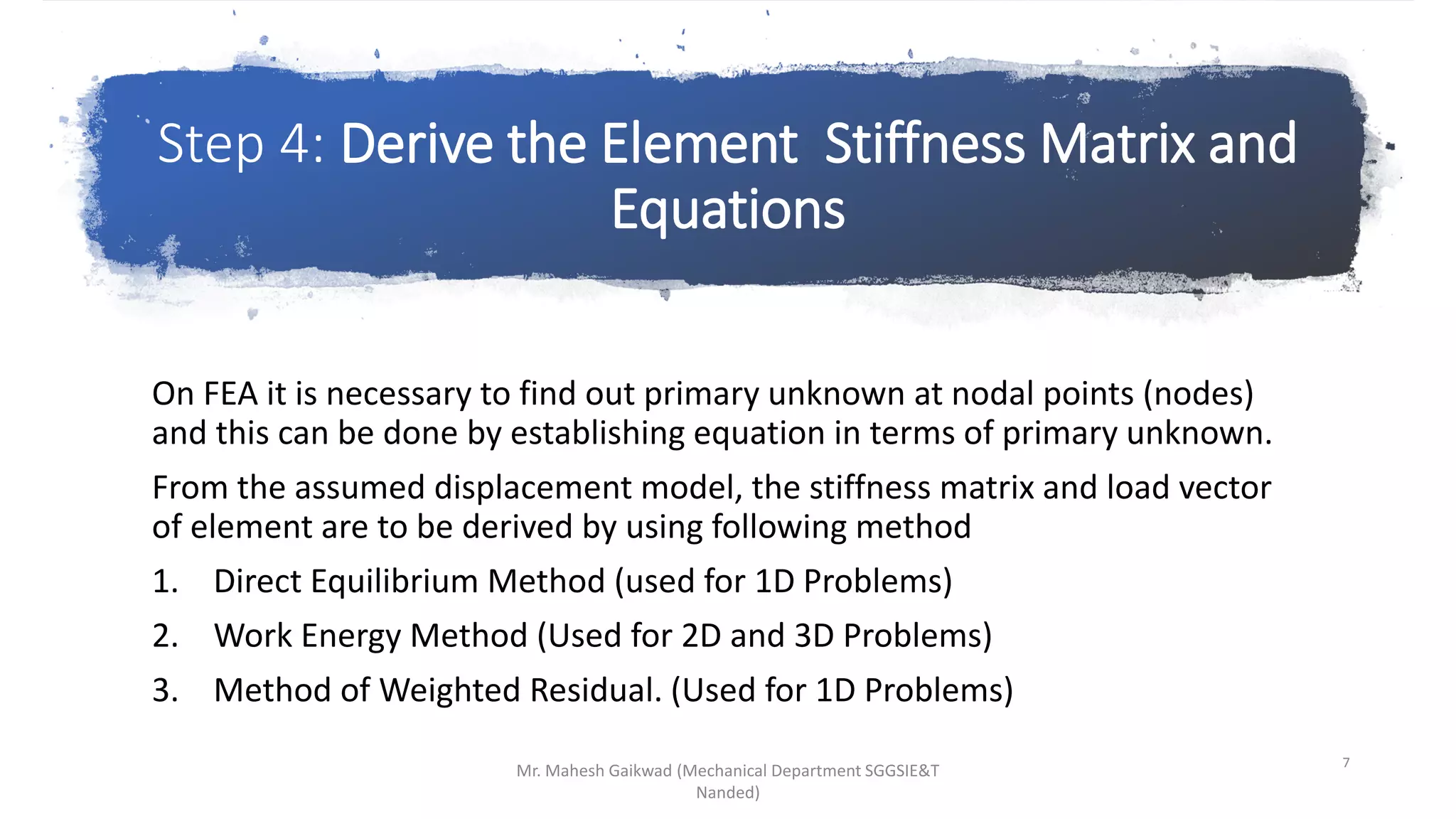 General Steps Of The Finite Element Method Pptx