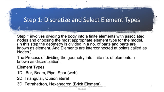 General steps of the finite element method | PPTX