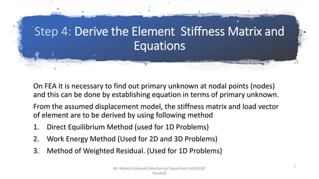 General Steps Of The Finite Element Method Pptx