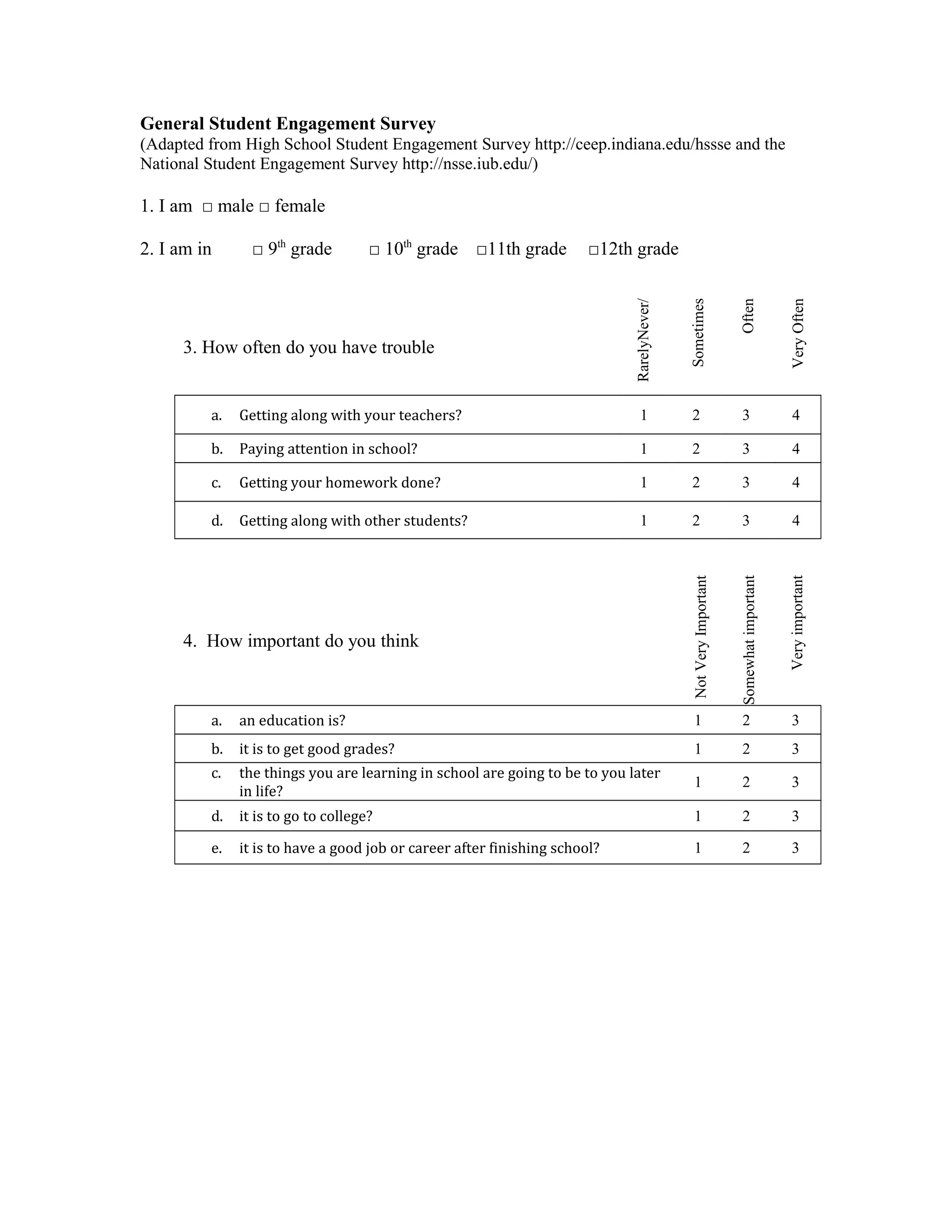 General student engagement survey | DOC
