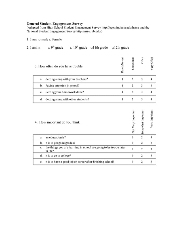 General student engagement survey | DOC